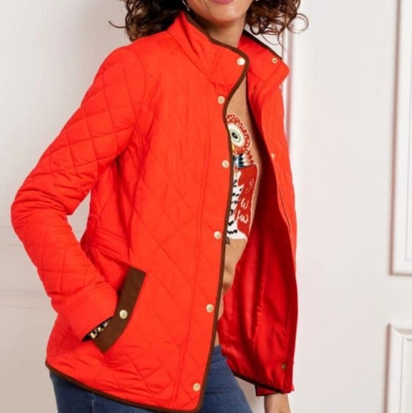 Talbots | Jackets & Coats | Talbots Quilted Barn Jacket In Neon Orange ...